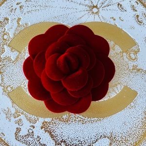 CHANEL | Other | Chanel Authentic Red Velvet Camellia | Poshmark